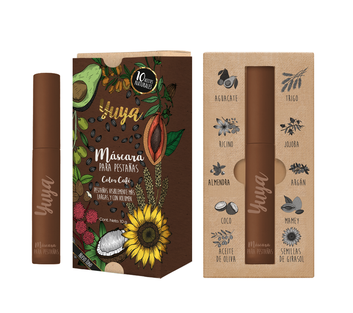 Máscara de pestañas 10 aceites naturales (Color café) – Yuya Tienda Oficial